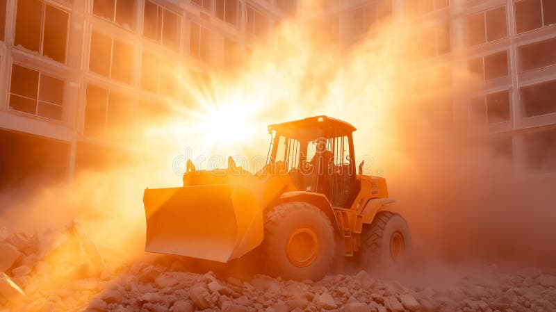 Construction Machinery Creates Dust and Debris in Urban Project Stock ...