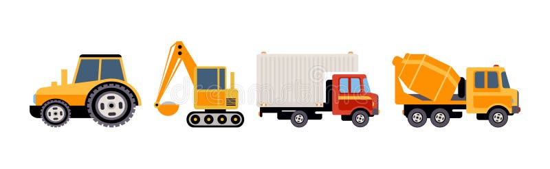 Construction Machinery and Heavy Equipment for Industrial Work Vector ...