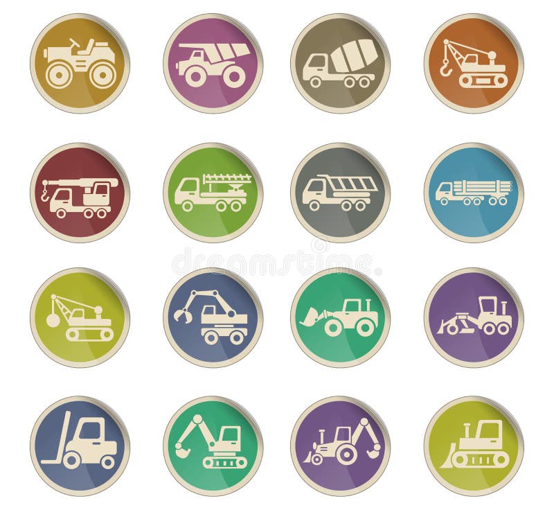 Construction Machinery Icon Set Stock Illustration - Illustration of ...