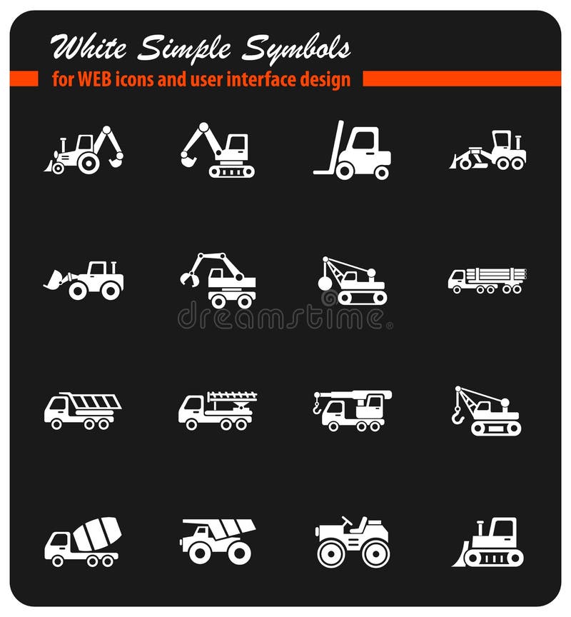 Construction Machinery Icon Set Stock Illustration - Illustration of ...
