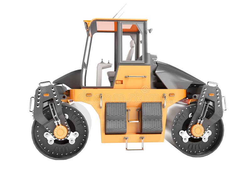 Construction Machinery Road Roller Two Rolls Side View 3D Render on ...
