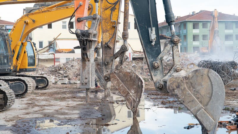 Construction Machinery in Construction Site. Excavator and Other Heavy ...