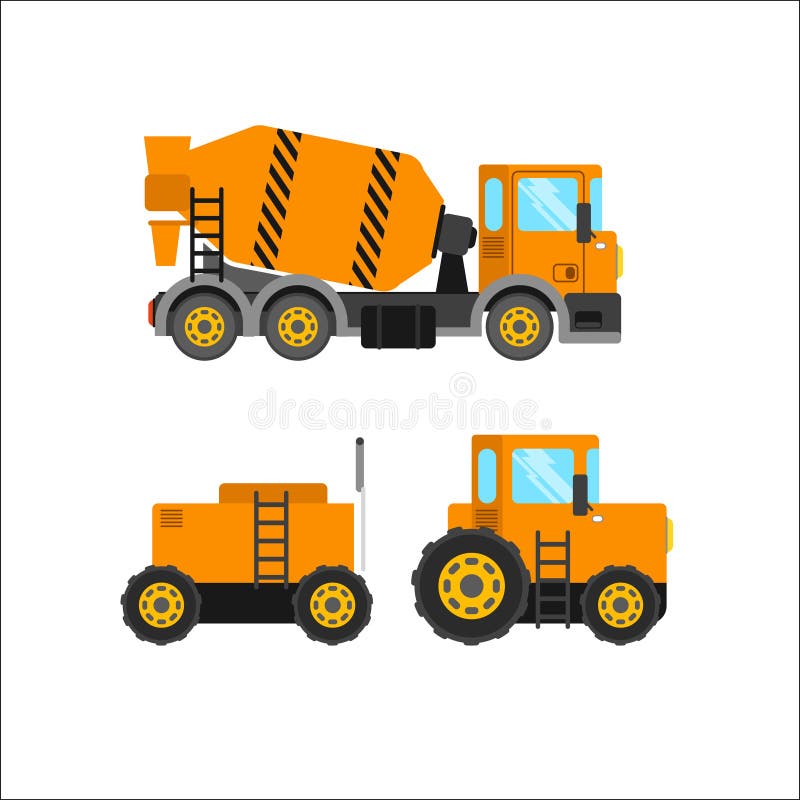 Construction Machinery Vector Illustration on White Background Stock ... Construction Machinery Vector Illustration on White Background Stock ...
