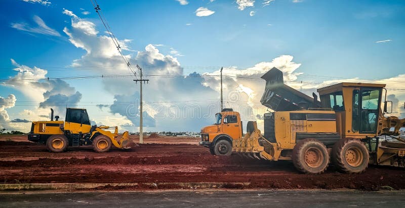 Construction Machines in Action Stock Image - Image of infrastructure ...