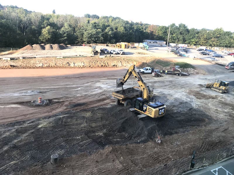 Construction Machines Hard at Work on the Landscape Editorial ...