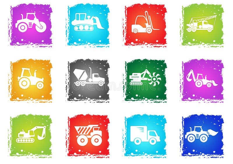 Construction Machines Icons Set Stock Vector - Illustration of ...