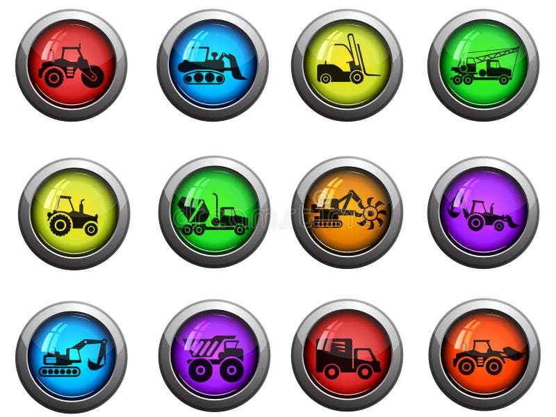 Construction Machines Icons Set Stock Vector - Illustration of ...