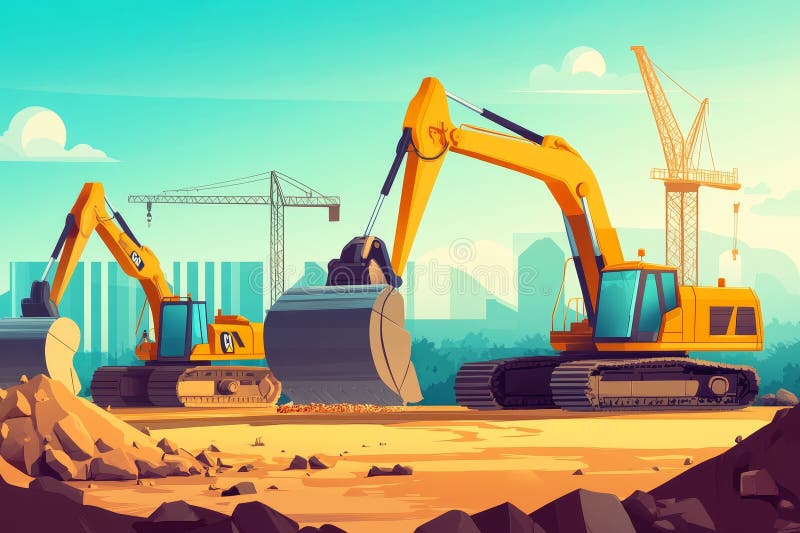 Construction Machines Level the Site for the Construction of the ...