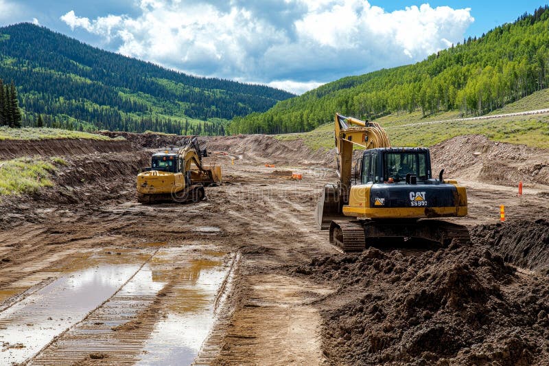 Construction Machines Level the Site for the Construction of the ...