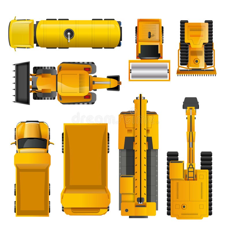 Construction Machines Top View Stock Illustration - Illustration of ...