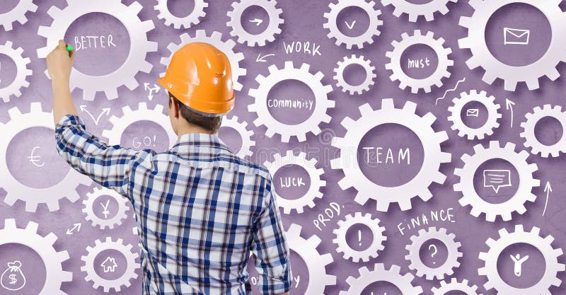 Construction Man Draw Mechanism Stock Image - Image of industrial, male ...