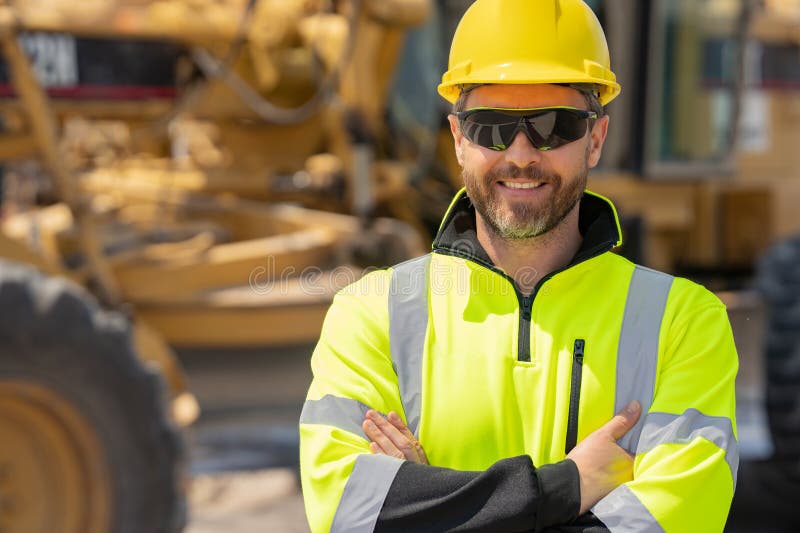 Construction Man with Helmet. Worker at Construction New Building ...