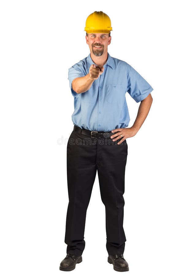 Construction Man Pointing at Camera Stock Image - Image of installer ...