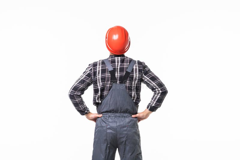 A Construction Man Stands with His Back. Repair and Construction ...