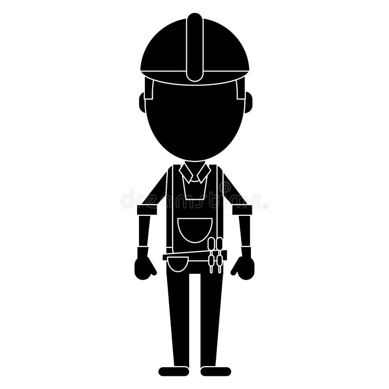 Construction Man with Tool Belt Pictogram Stock Vector - Illustration ...