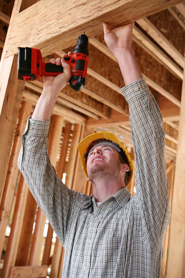 Construction Man (Focus on Thumb) Stock Photo - Image of hardhat ...