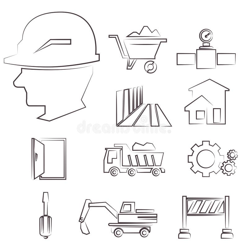 Construction Management Icons Stock Illustration - Illustration of ...
