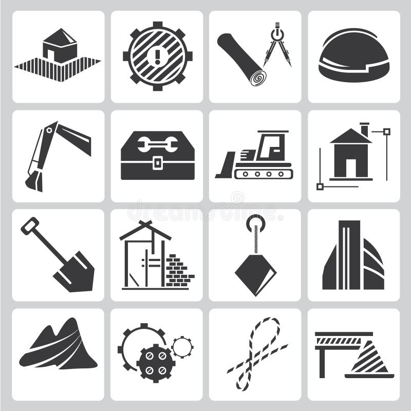 Construction Management Icons Stock Illustration - Illustration of ...