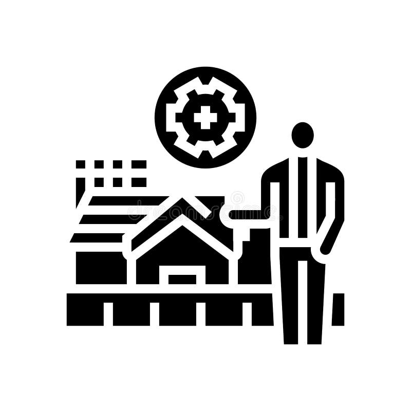 Construction Management Interior Design Glyph Icon Vector Illustration ...