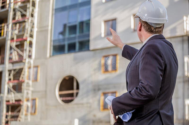 Construction Manager with Blueprints Stock Image - Image of plans ...