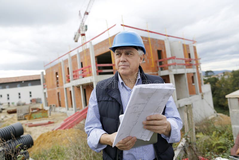 Construction Manager on Building Site Stock Photo - Image of working ...