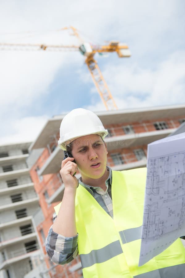 Construction Manager Checking Building Project on Site Stock Image ...