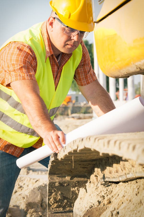 Construction Manager Controlling Building Site with Plan Stock Image ...