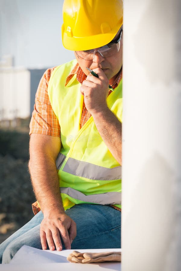 Construction Manager Controlling Building Site with Plan Stock Image ...