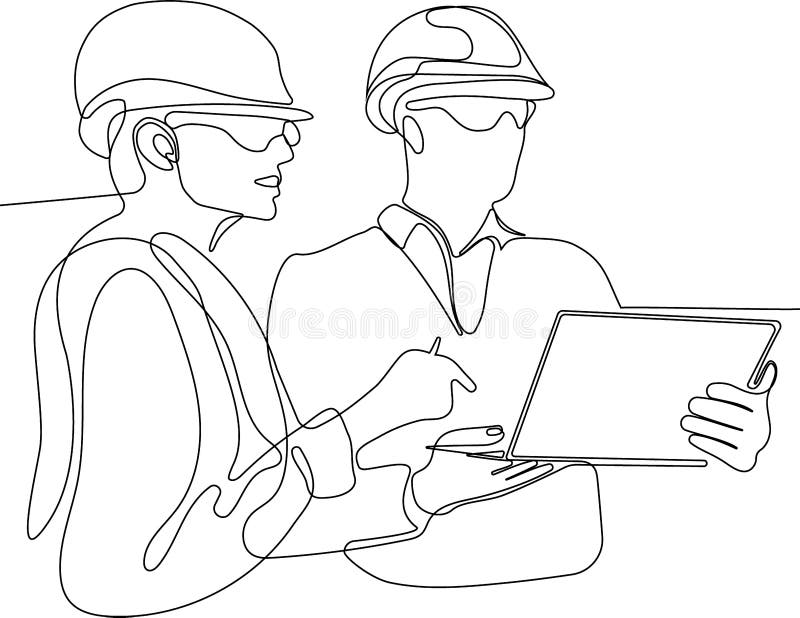 Construction Manager and Engineer Working Stock Vector - Illustration ...