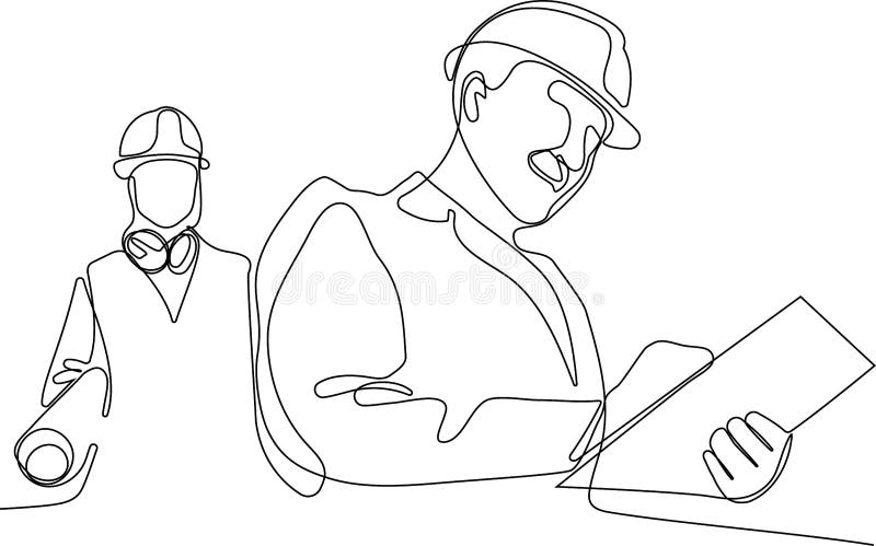 Construction Manager and Engineer Working Stock Vector - Illustration ...