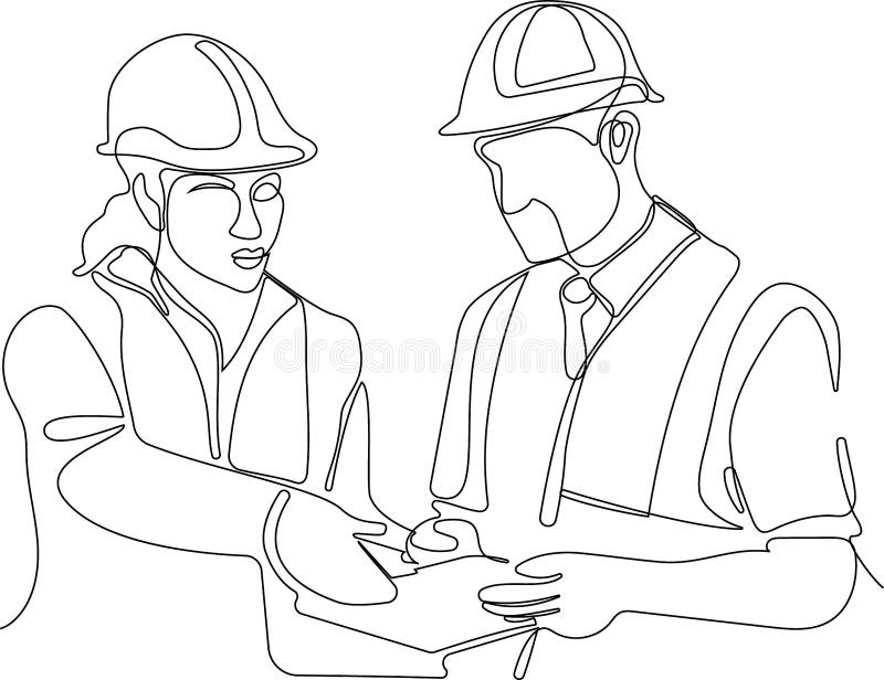 Construction Manager and Engineer Working Stock Vector - Illustration ...