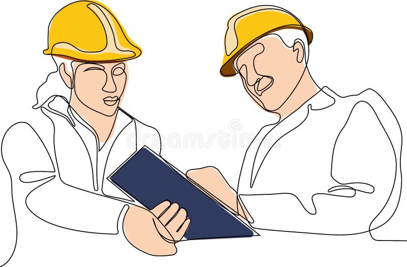 Construction Manager and Engineer Working Stock Vector - Illustration ...