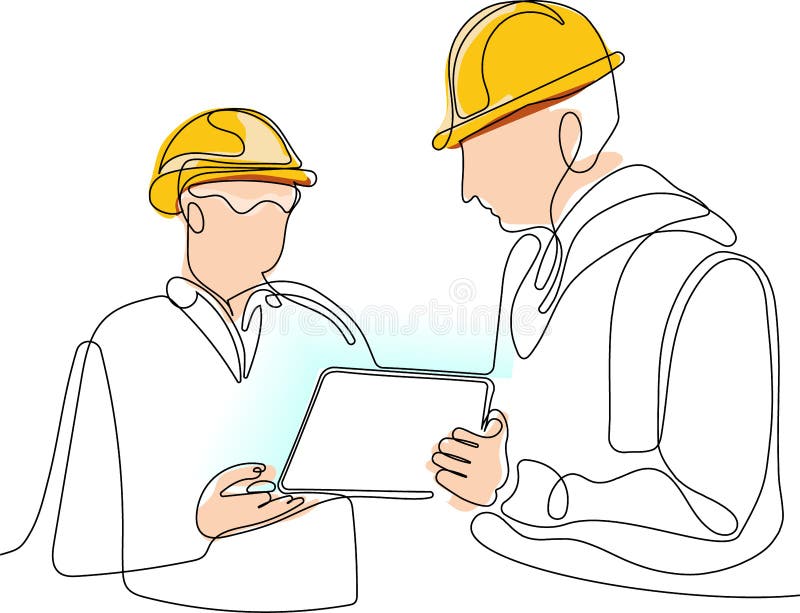 Construction Manager and Engineer Working Stock Vector - Illustration ...