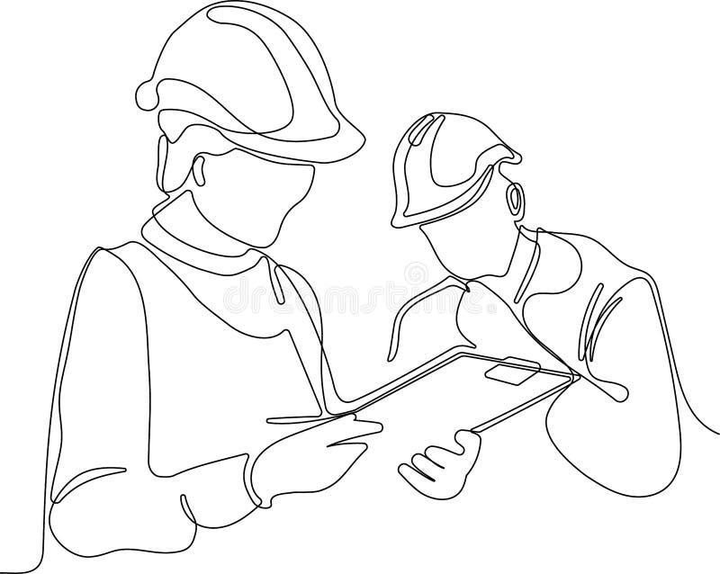 Construction Manager and Engineer Working Stock Illustration ...