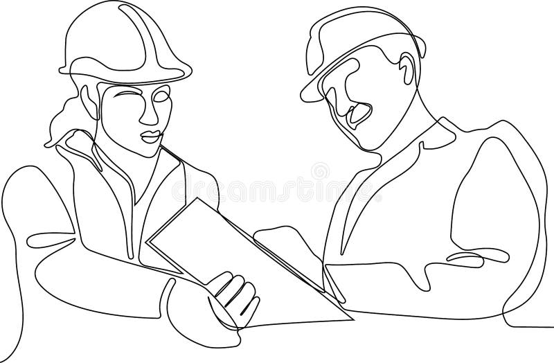 Construction Manager and Engineer Working Stock Illustration ...