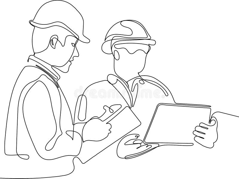 Construction Manager and Engineer Working Stock Illustration ...