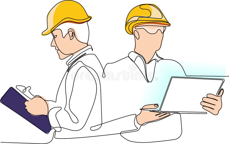Construction Manager and Engineer Working Stock Vector - Illustration ...