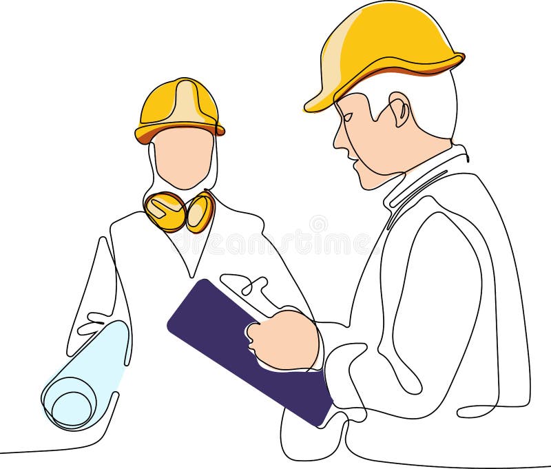 Construction Manager and Engineer Working Stock Vector - Illustration ...