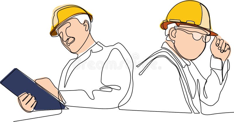 Construction Manager and Engineer Working Stock Vector - Illustration ...