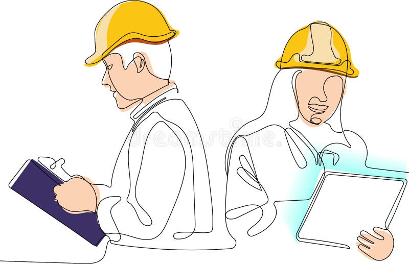 Construction Manager and Engineer Working Stock Vector - Illustration ...