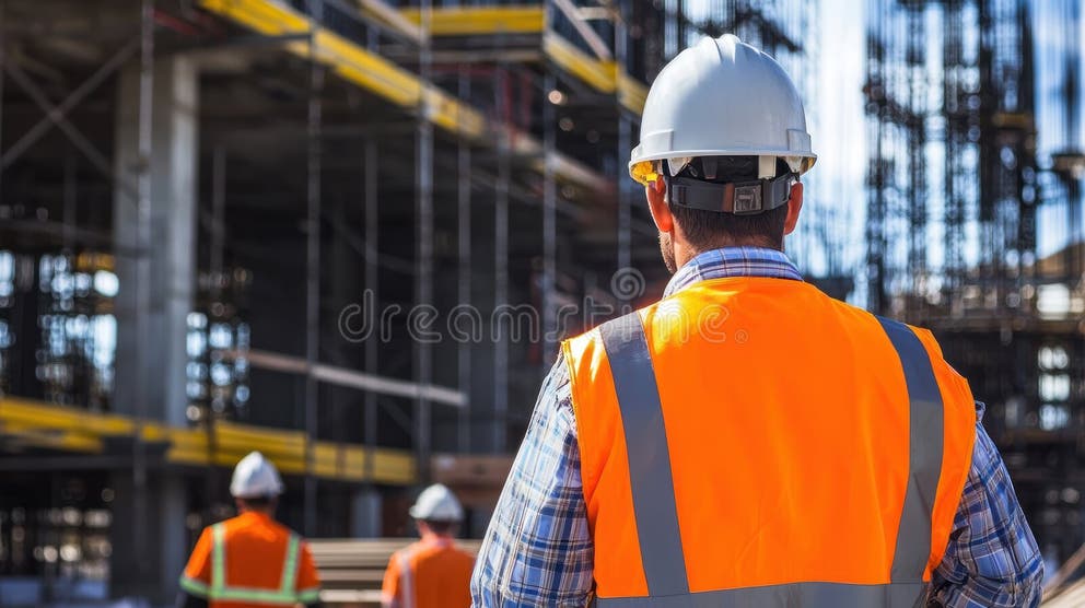 Construction Manager Overseeing Operations at Industrial Site, Ensuring ...