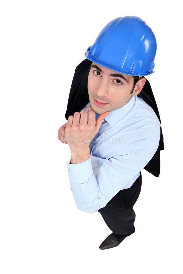 Construction man thinking stock image. Image of wonder - 21877985