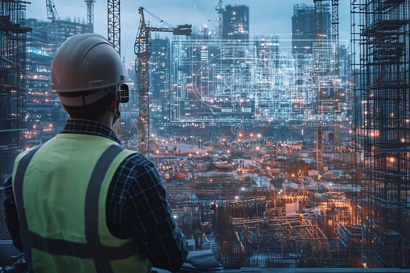 Construction Manager Viewing Digital Schematics on Advanced ARVR ...