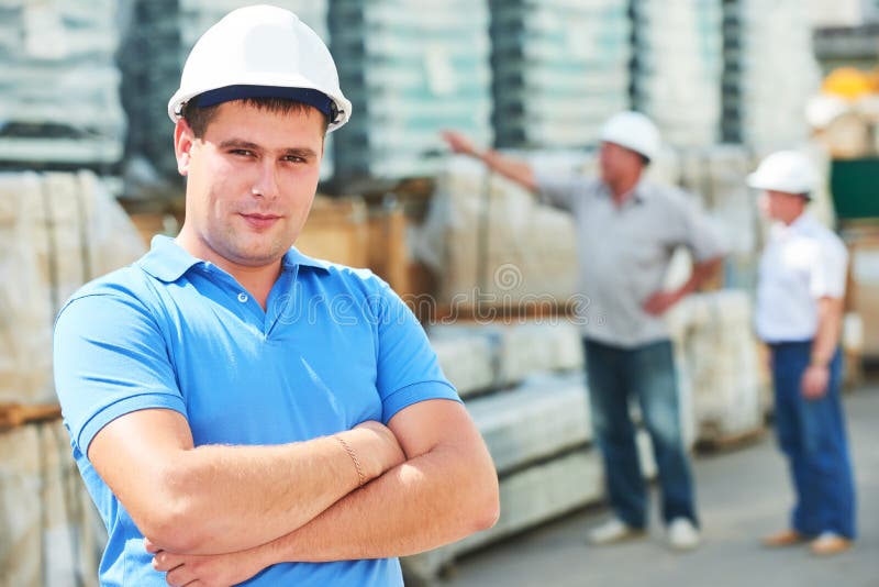 Construction Manager Worker at Building Area Stock Image - Image of ...
