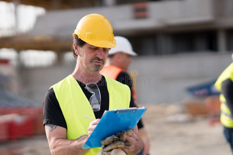 Construction Manager Working Stock Image - Image of business, adult ...