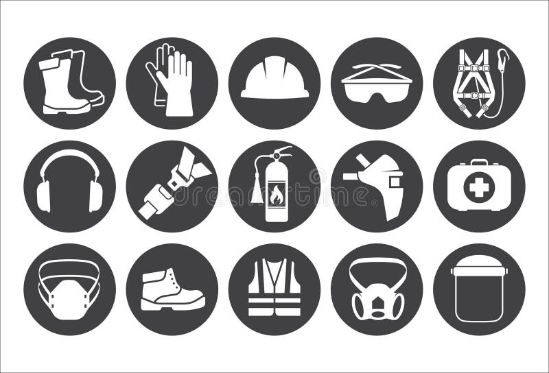 Construction Manufacturing and Engineering Health and Safety Icon Set ...