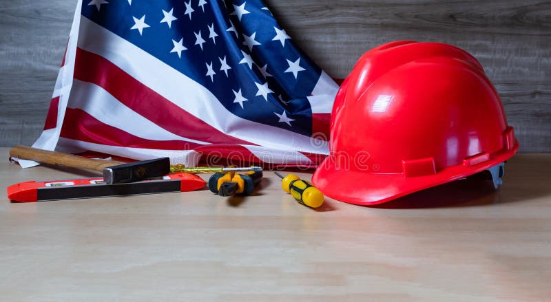 Construction and Manufacturing Tools with Patriotic, USA, American Flag ...