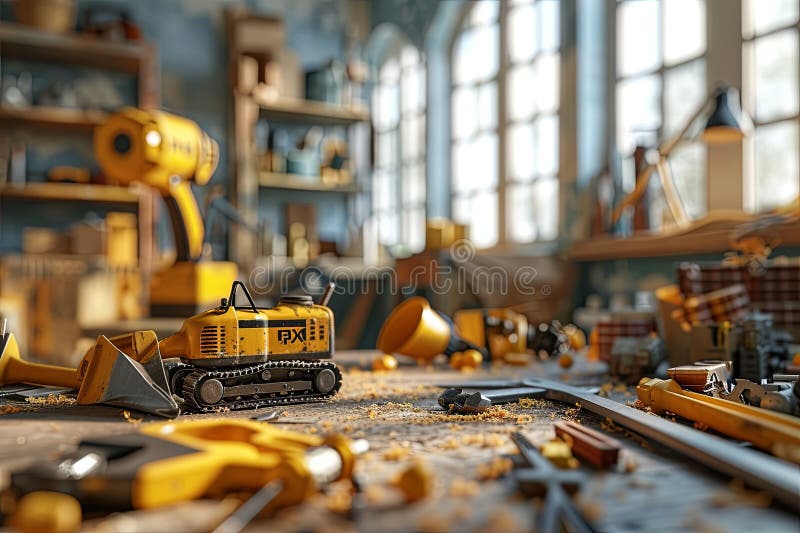 Construction Manufacturing Tools with Yellow Safety Helmet and Labor ...