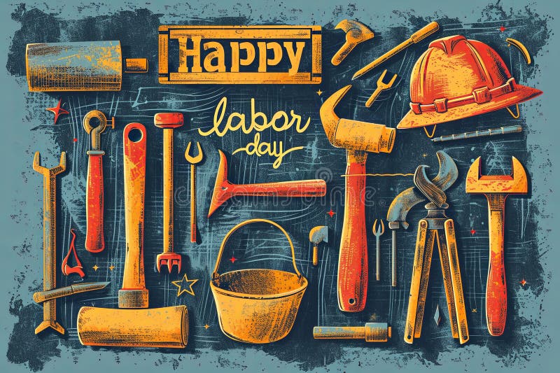 Construction Manufacturing Tools with Yellow Safety Helmet and Labor ...