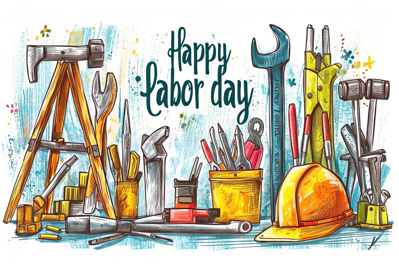 Construction Manufacturing Tools with Yellow Safety Helmet and Labor ...